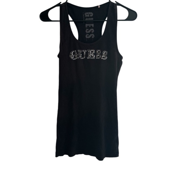 Guess | Tops | Guess Vintage Black Silver Rhinestone Tank Top | Poshmark
